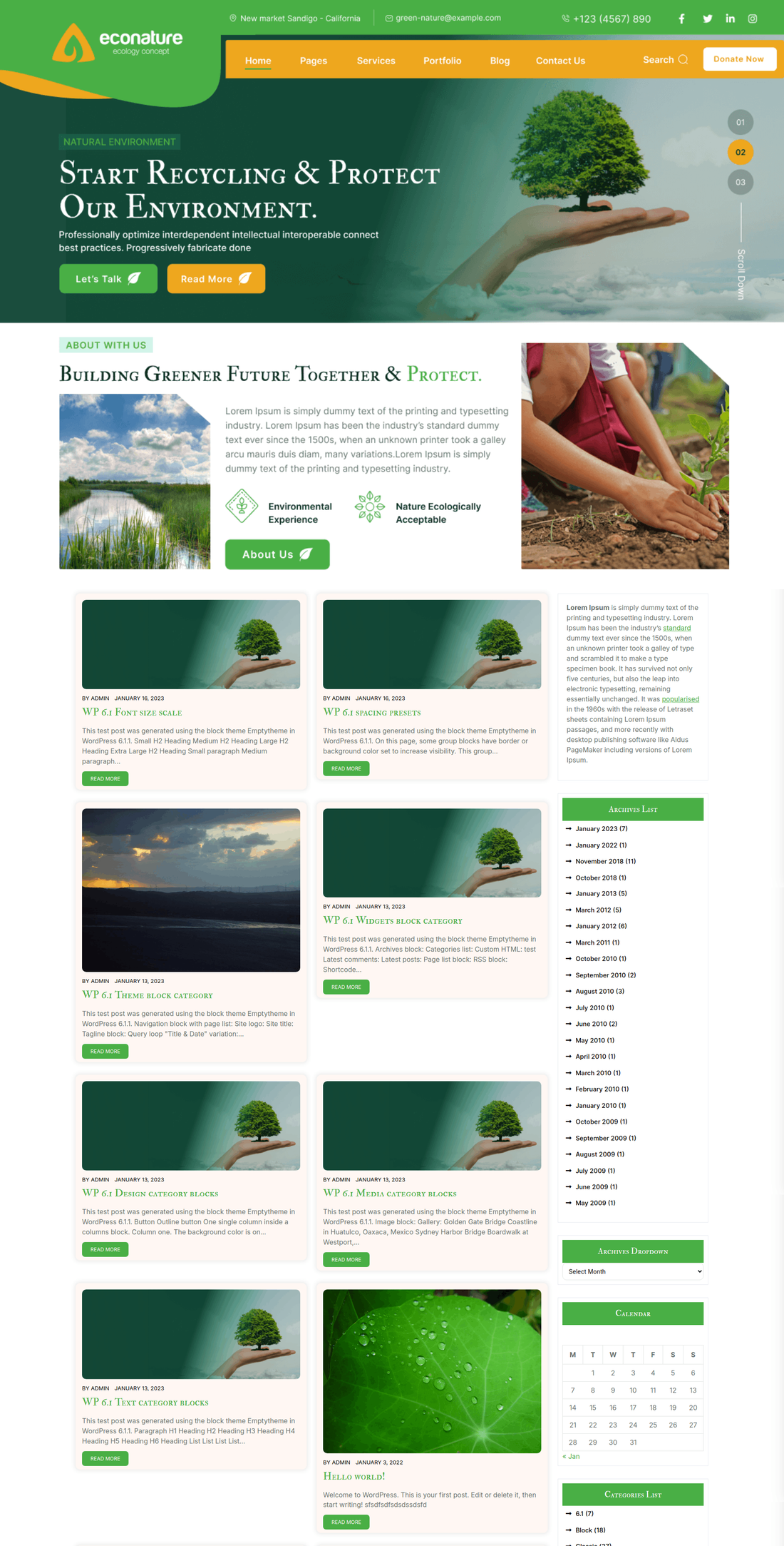 Free Eco Nature WordPress Theme For Eco-Friendly Companies