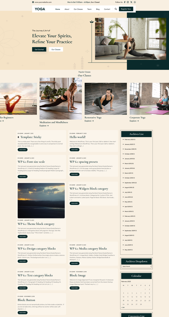 Free Yoga WordPress Theme - Unite Minda, Body & Spirit